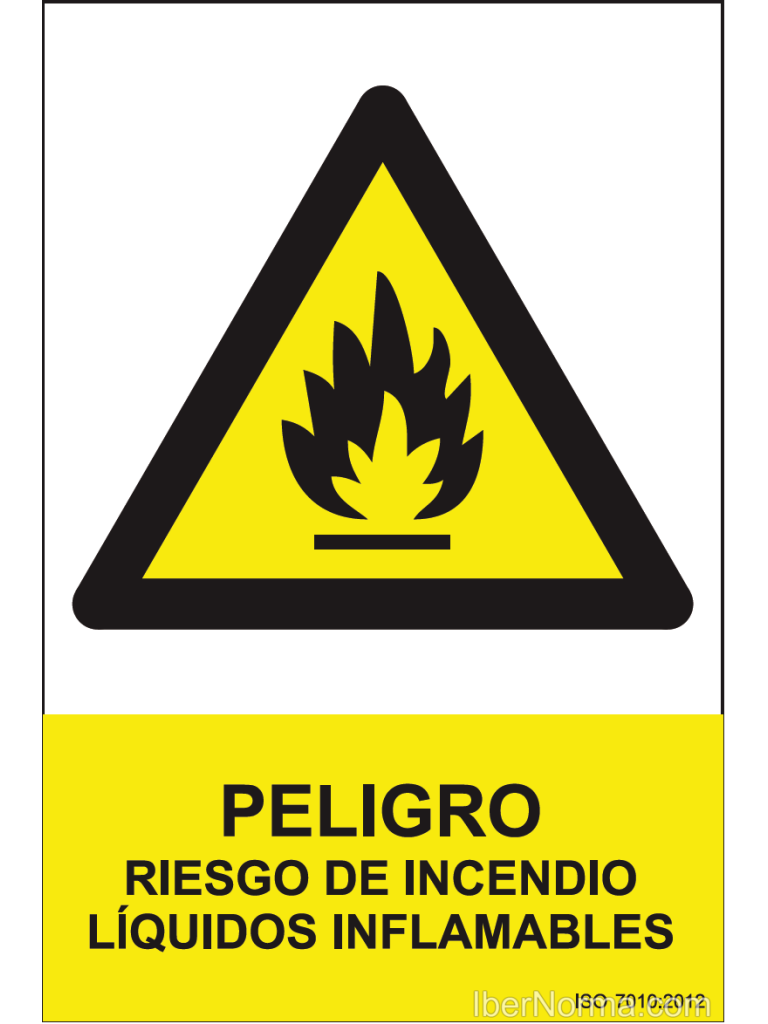 Señal Peligro Riesgo De Incendio Líquidos Inflamables Pvc Nmz